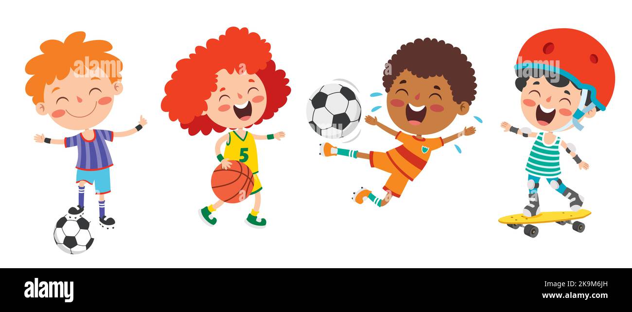 Happy Kids Making Various Sports Stock Vector Image & Art - Alamy