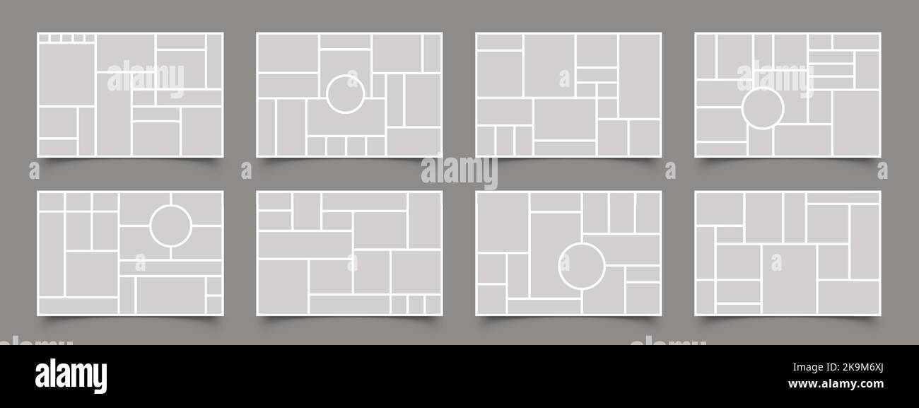 Photo Collage Blank Moodboard Grid Layout Mosaic Gallery Frame Mockup