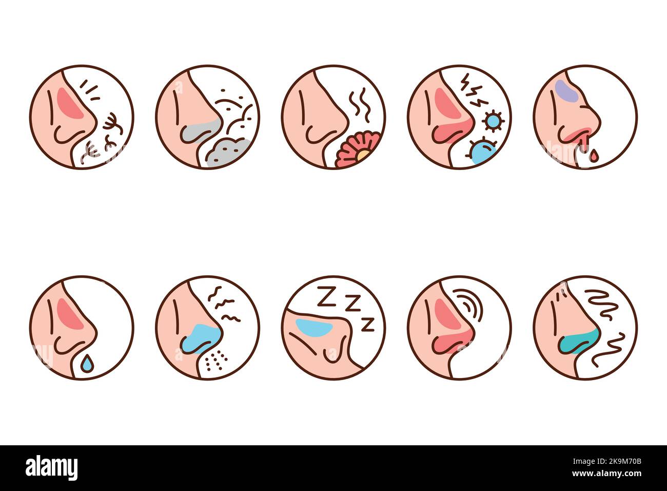 Sickness nose color line icon. Pictogram for web page Stock Vector ...