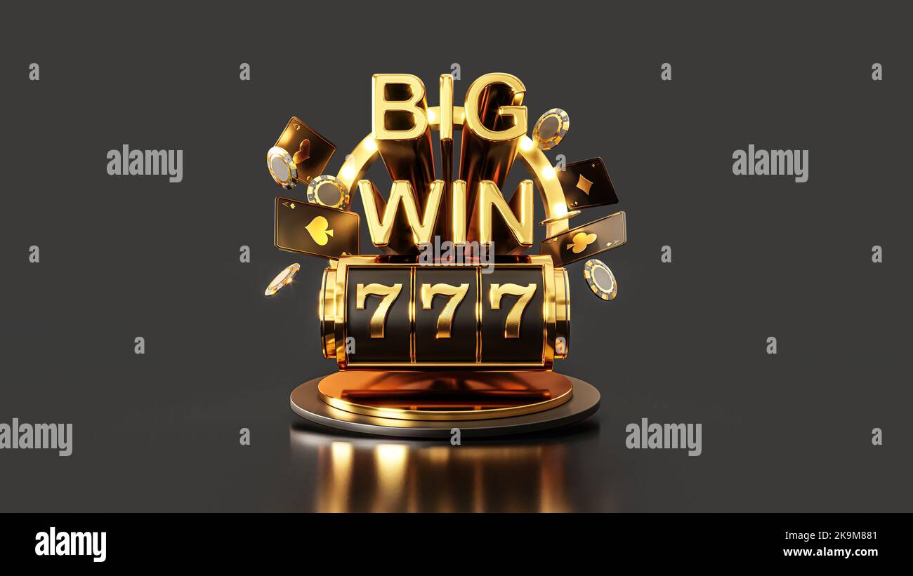 Big win, black background isolated, "big win" lettering in circle ...