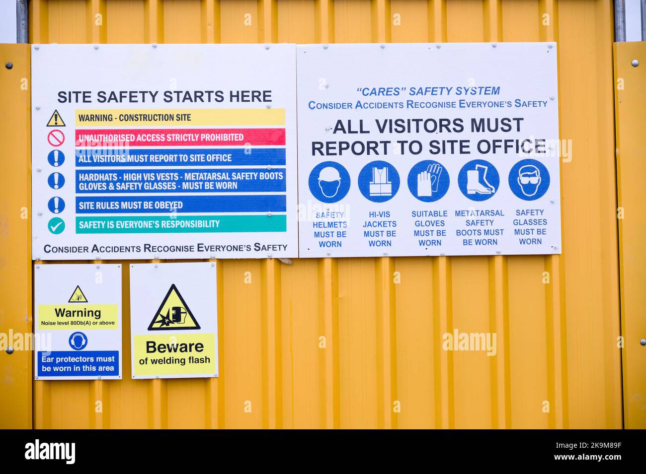 Construction site health and safety message rules sign board signage on ...