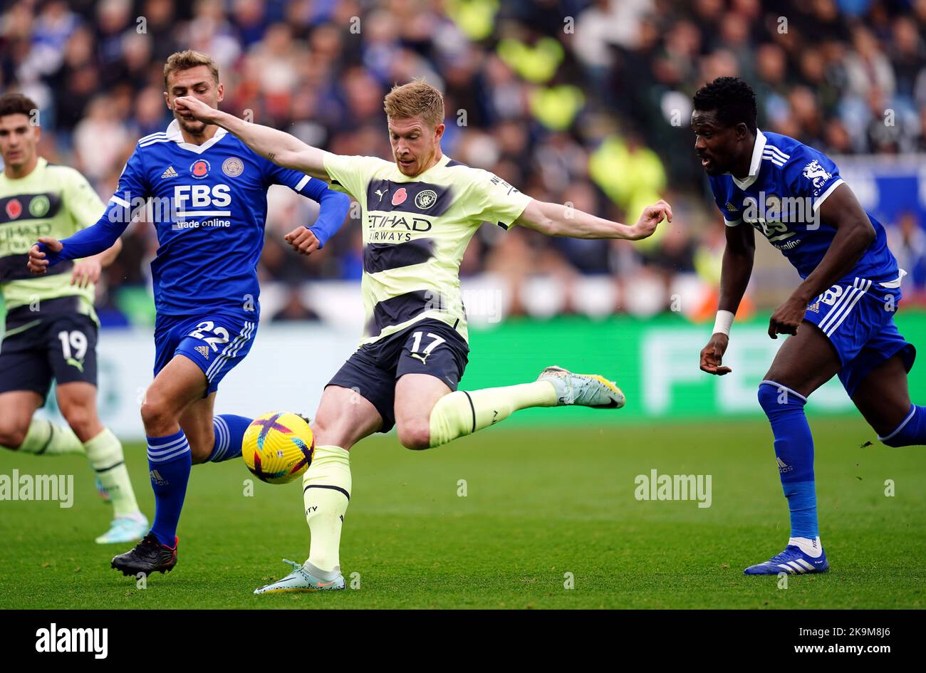 Manchester City's Kevin De Bruyne shoots during the Premier League ...