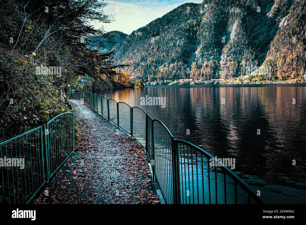 View of the elevated hiking trail and walkway along the east bank of ...