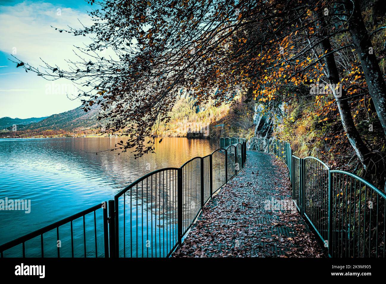 View of the elevated hiking trail and walkway along the east bank of ...