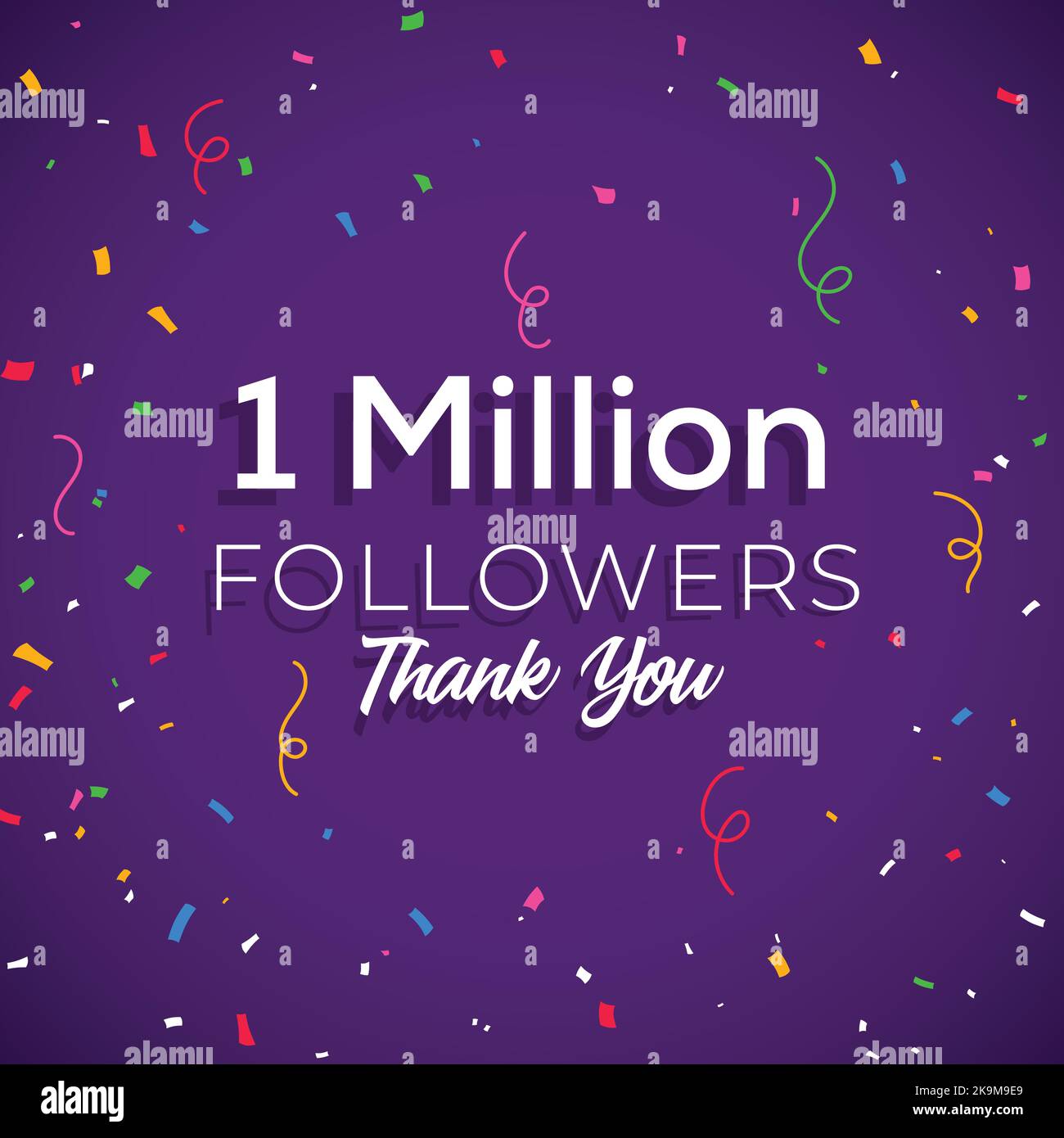 1 Million Followers. Social media followers vector illustration. Editable font for business ...