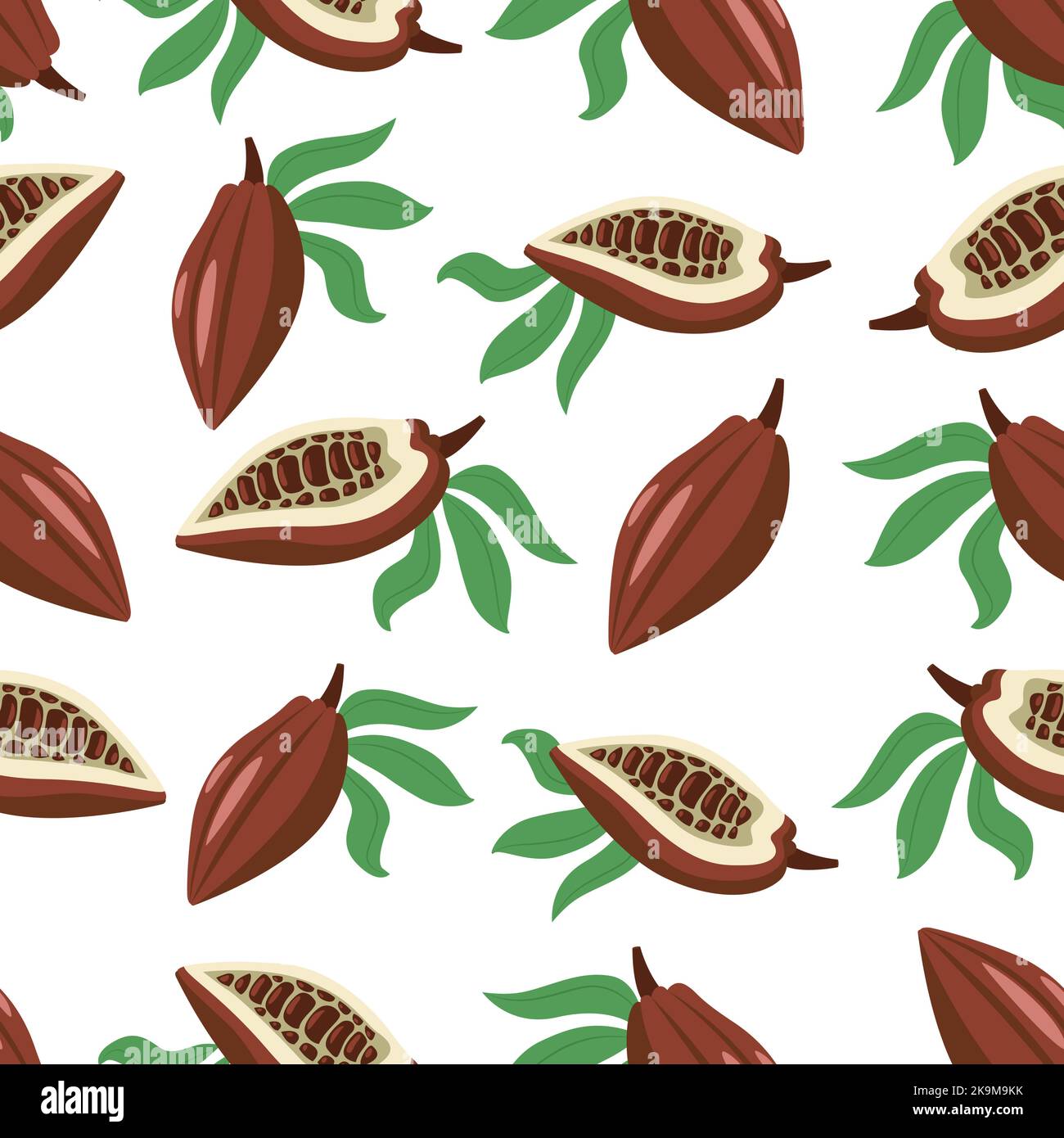 Cartoon cacao pattern. Seamless print of abstract cocoa beans chocolate ...