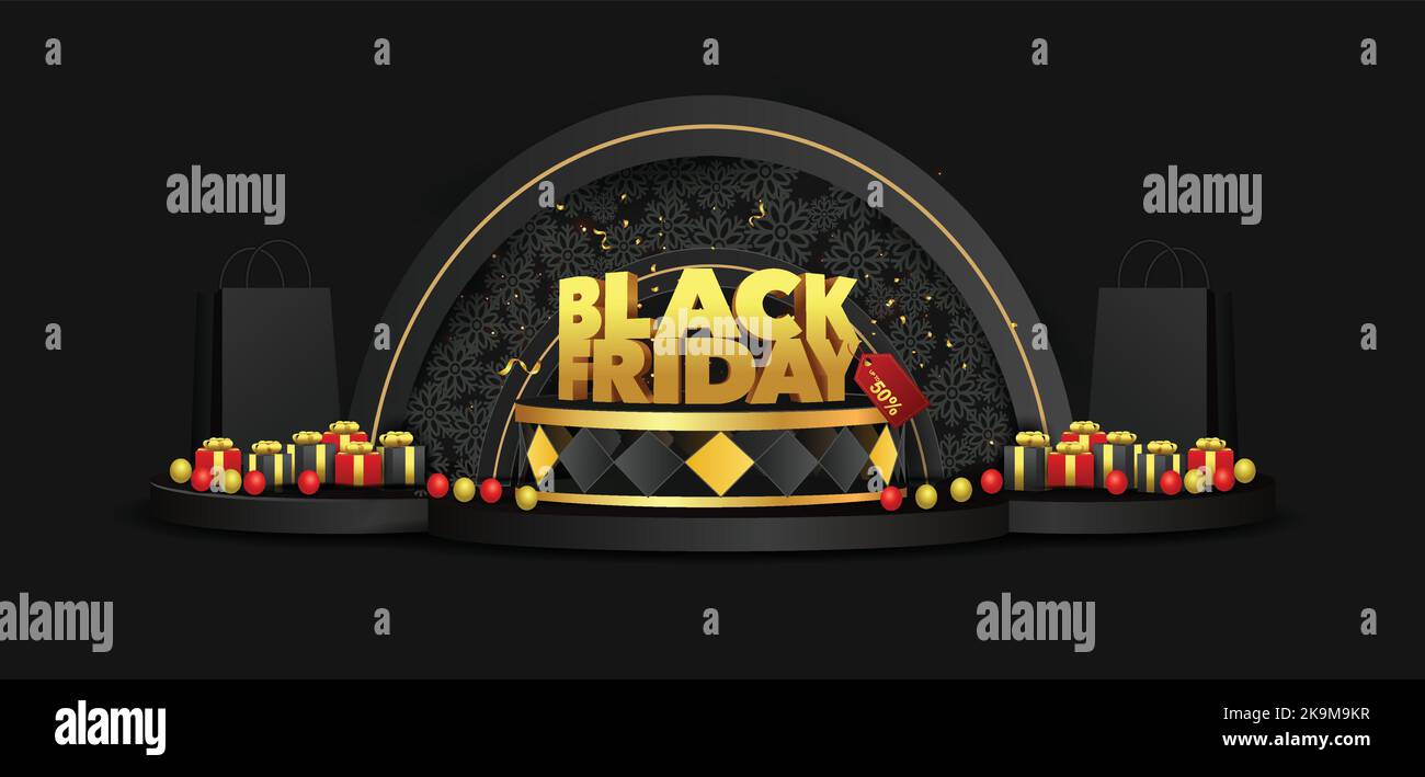 Black Friday limited sale offer. Dark background golden lettering ...