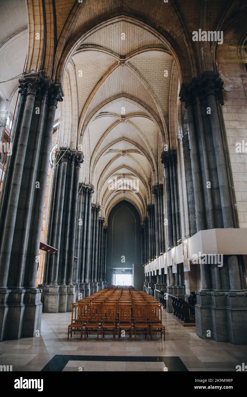 Notre Dame de la Treille Cathedral Interior in Lille, France Stock ...