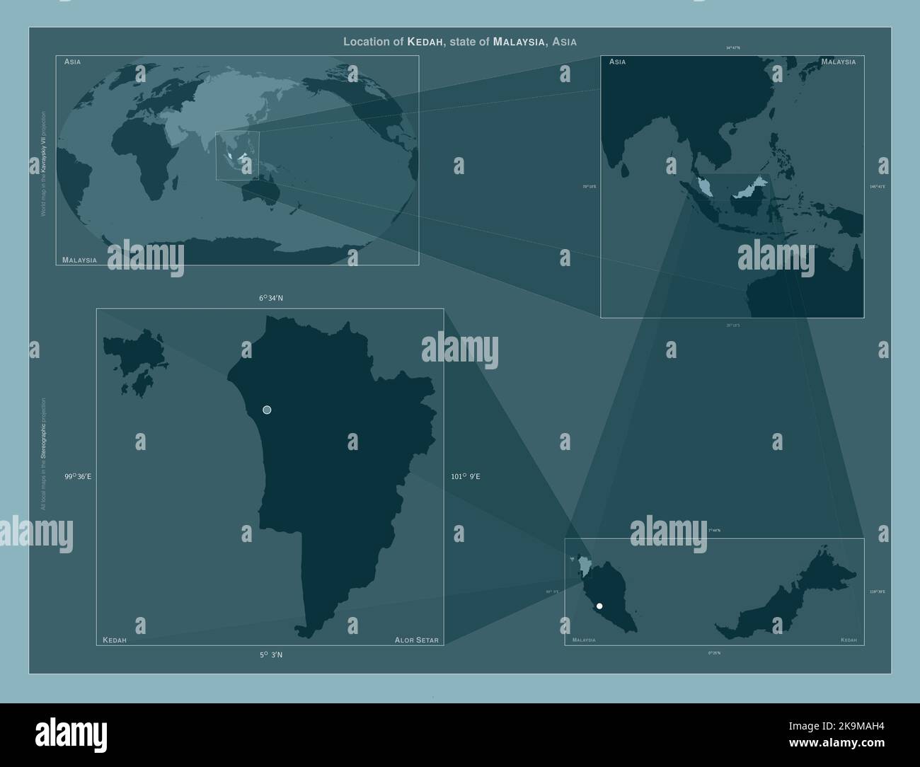 Kedah, state of Malaysia. Diagram showing the location of the region on ...