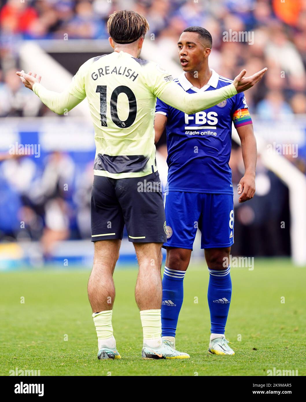 Manchester City's Jack Grealish and Leicester City's Youri Tielemans ...