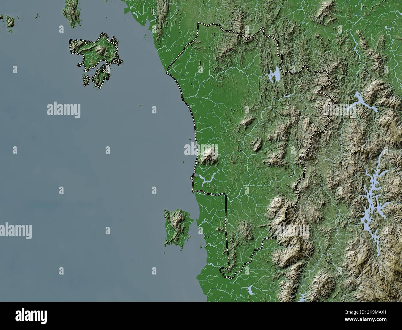 Kedah, state of Malaysia. Elevation map colored in wiki style with ...