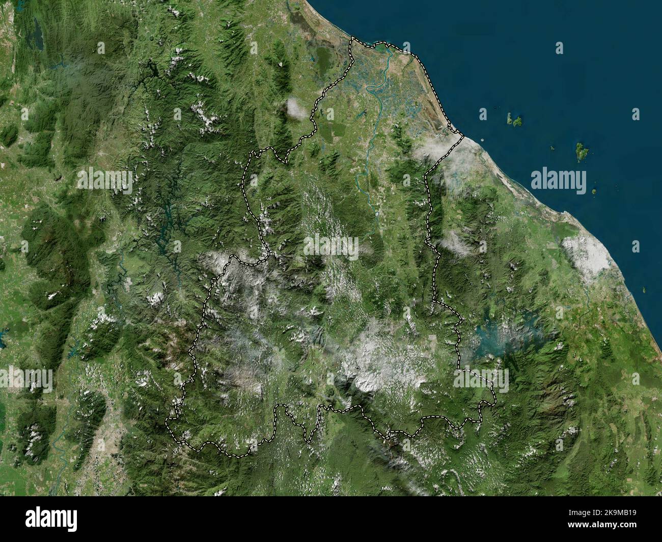 Kelantan, state of Malaysia. High resolution satellite map Stock Photo ...
