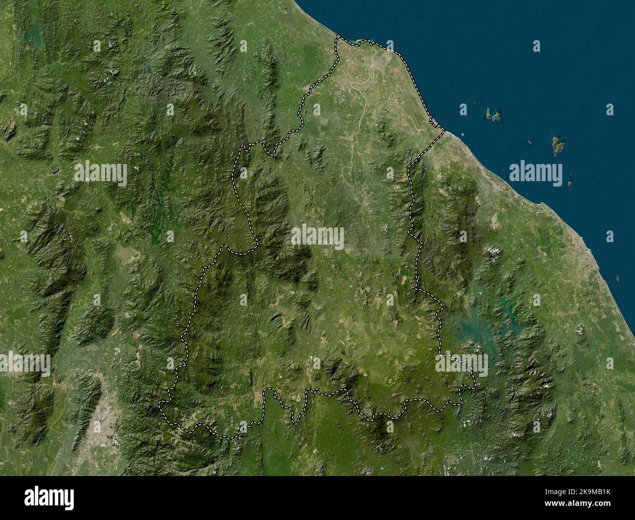 Kelantan, state of Malaysia. Low resolution satellite map Stock Photo ...