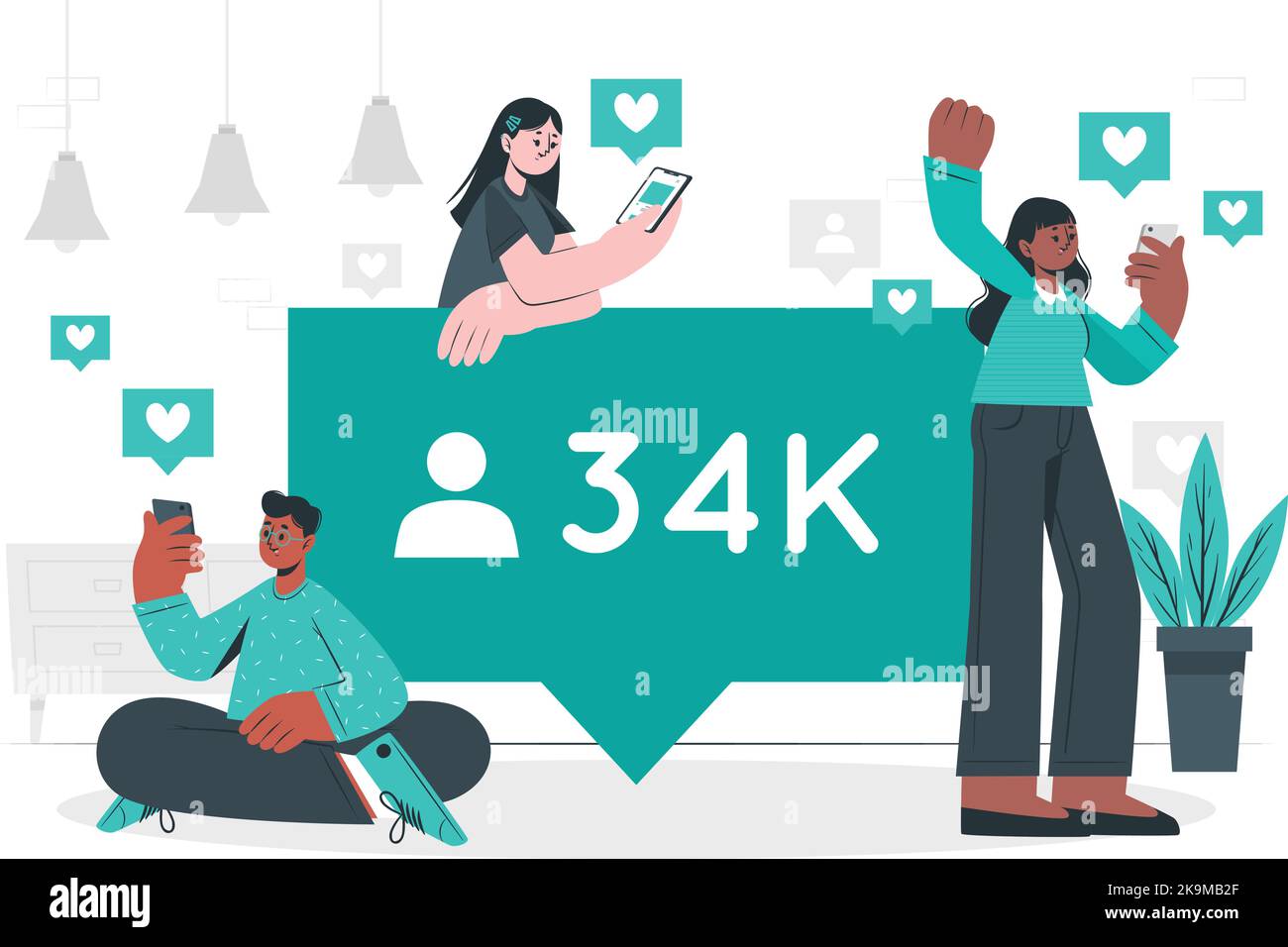 1 Million Followers Social Media Followers Vector Illustration
