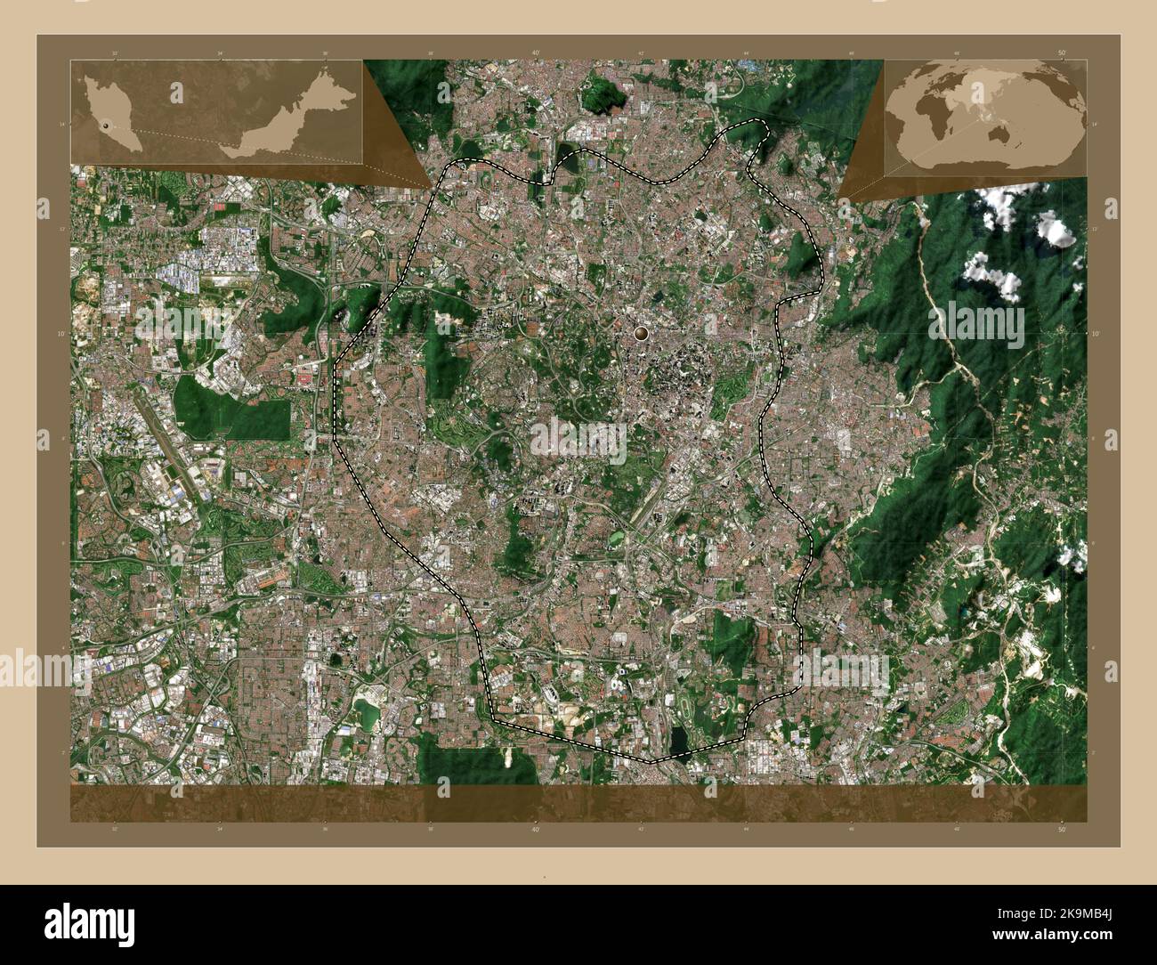Kuala Lumpur, federal territory of Malaysia. Low resolution satellite ...