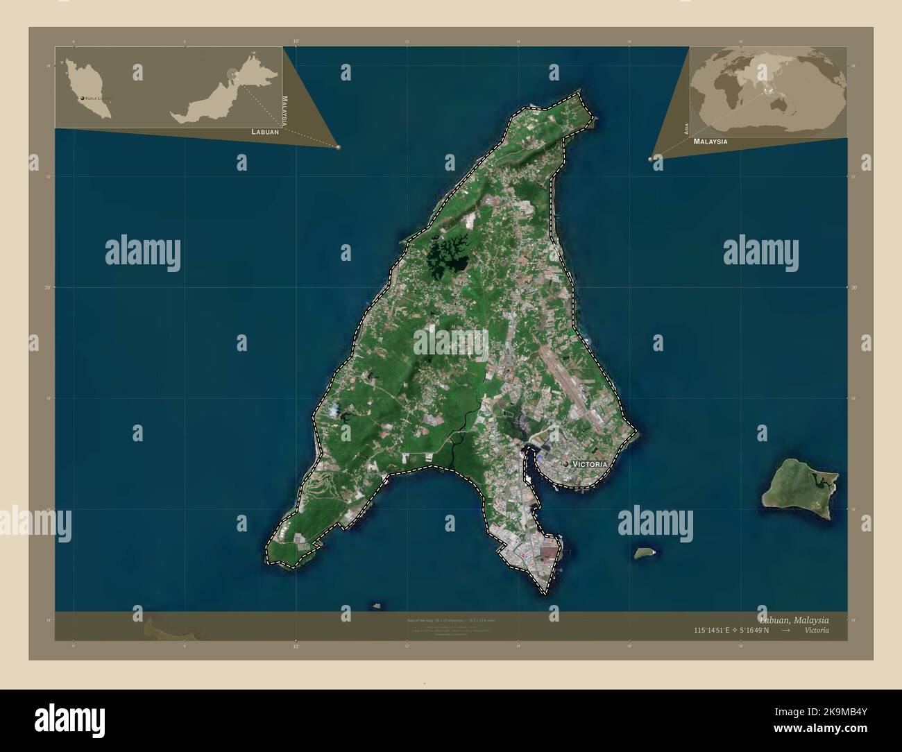 Labuan, federal territory of Malaysia. High resolution satellite map ...