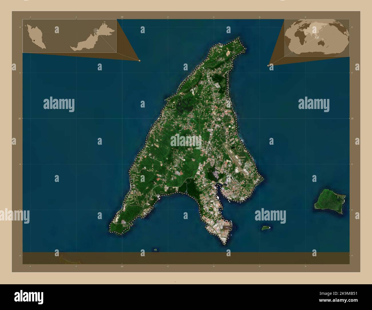 Labuan, federal territory of Malaysia. Low resolution satellite map ...