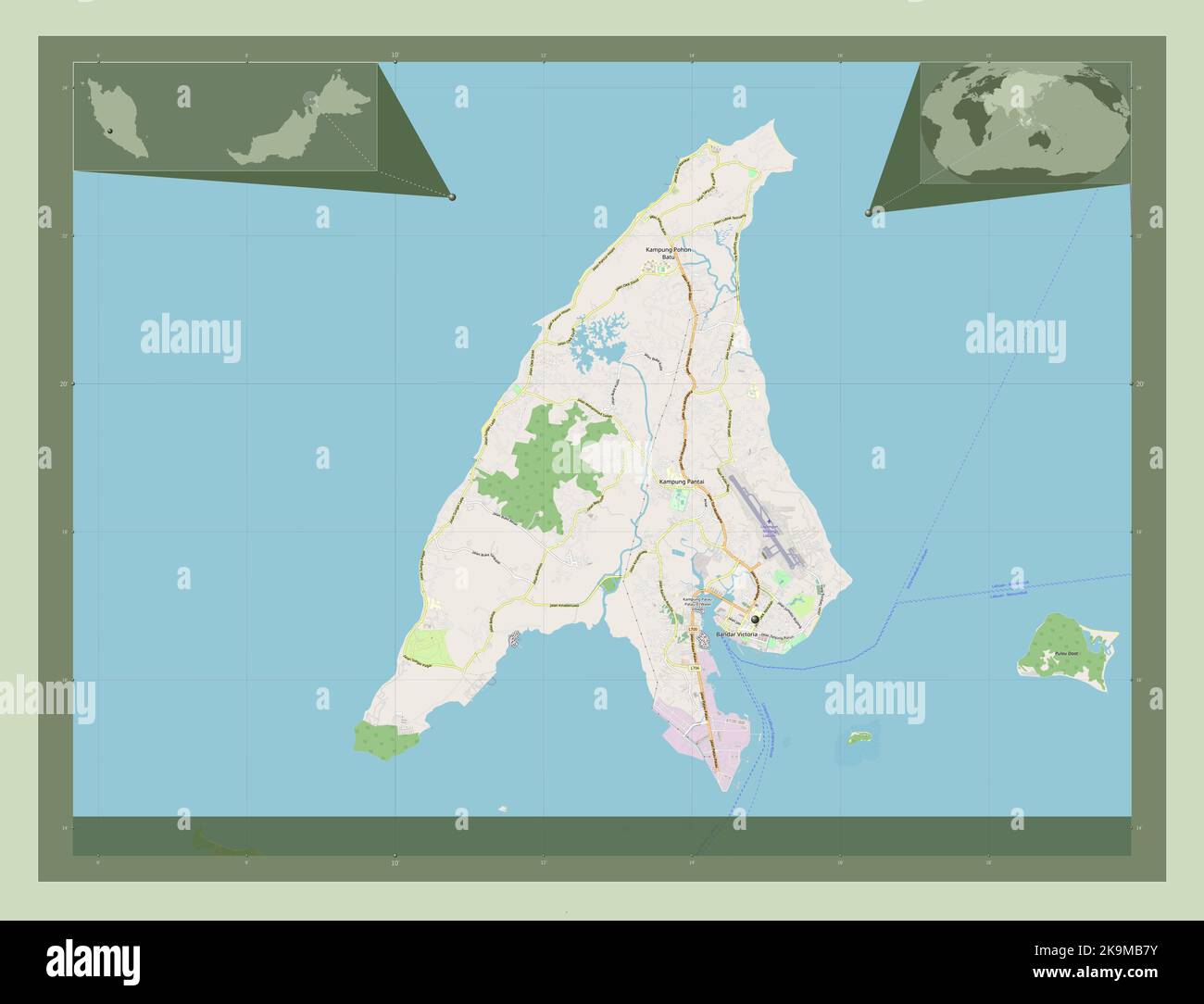 Labuan, federal territory of Malaysia. Open Street Map. Corner ...