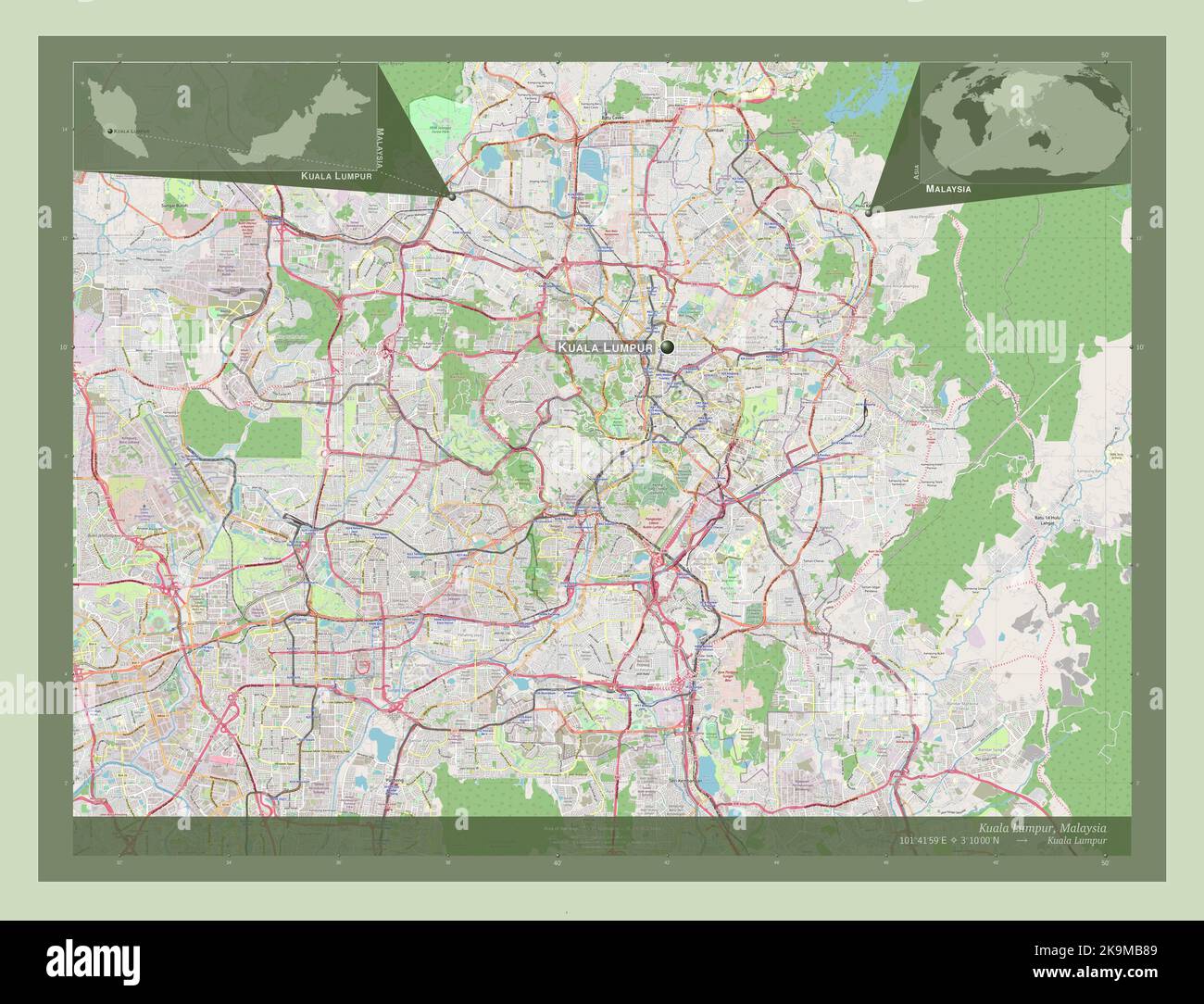 Kuala Lumpur, federal territory of Malaysia. Open Street Map. Locations ...