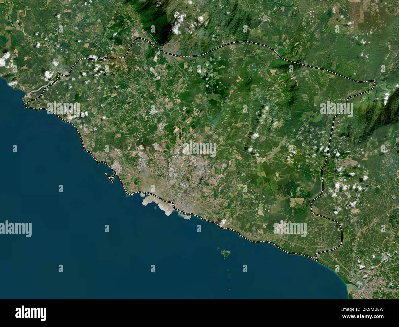 Melaka, state of Malaysia. High resolution satellite map Stock Photo ...
