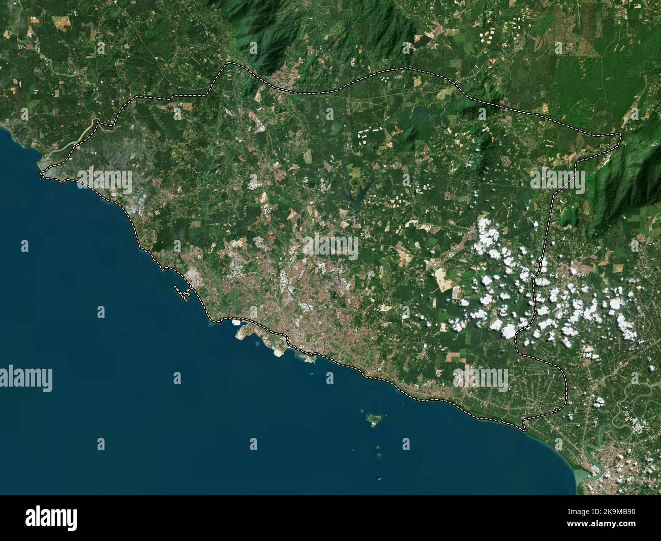 Melaka, state of Malaysia. Low resolution satellite map Stock Photo - Alamy
