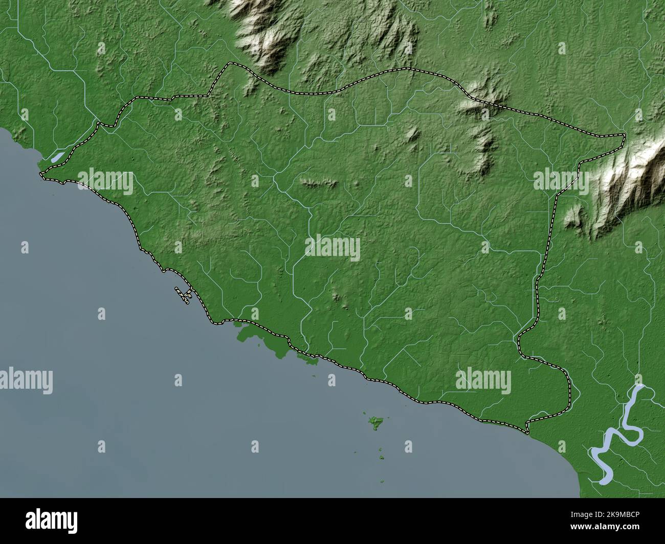 Melaka, state of Malaysia. Elevation map colored in wiki style with ...