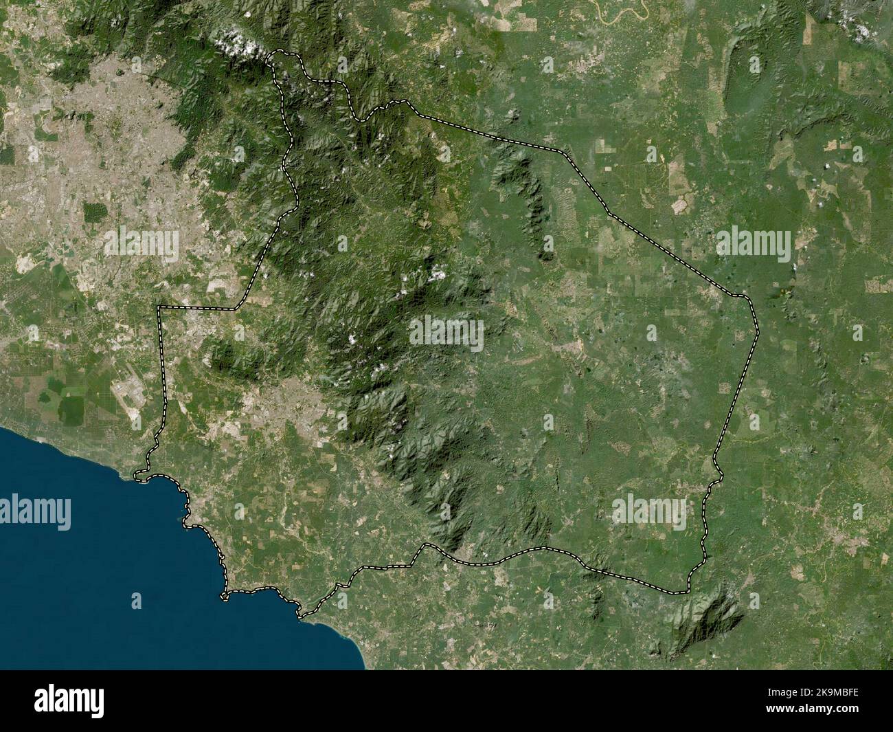 Negeri Sembilan, state of Malaysia. Low resolution satellite map Stock ...