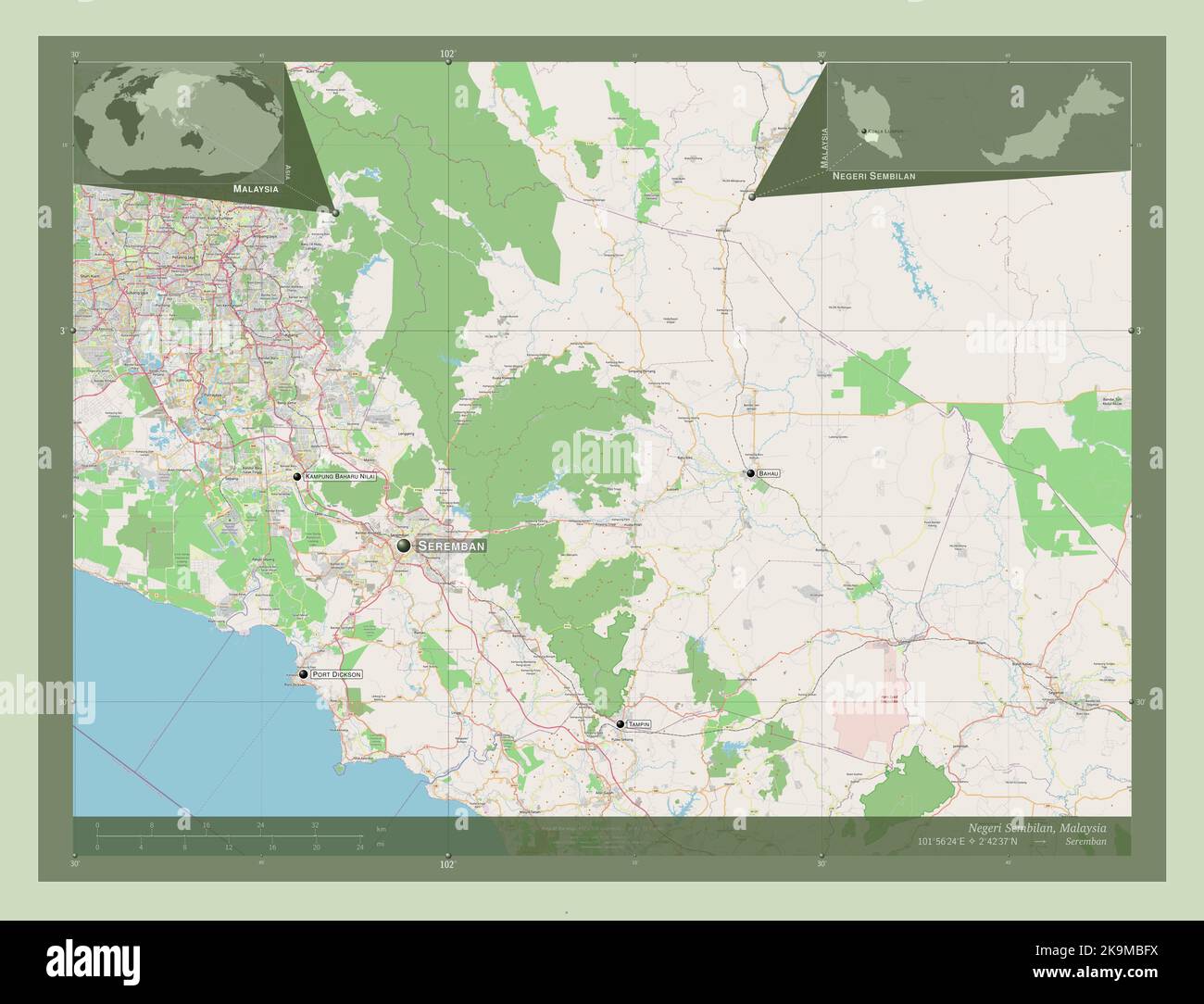 Negeri Sembilan, state of Malaysia. Open Street Map. Locations and ...