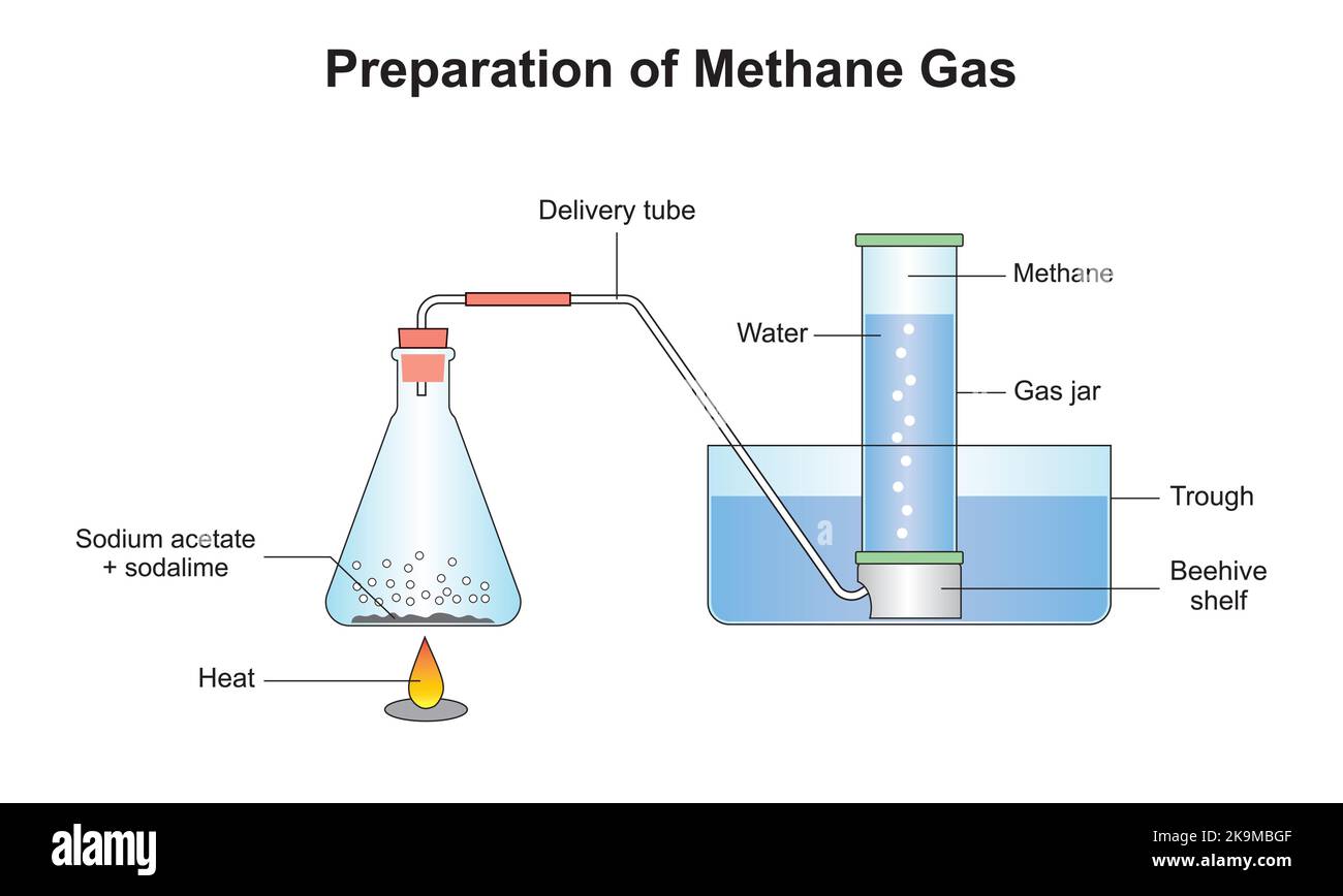 Scientific Designing of Preparation of Methane Gas. Colorful Symbols ...