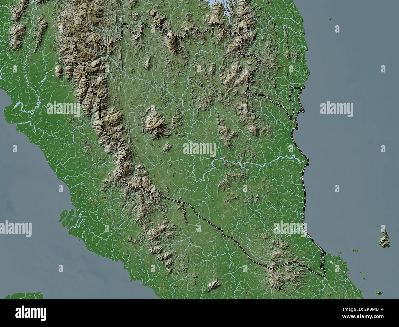 Pahang, state of Malaysia. Elevation map colored in wiki style with ...