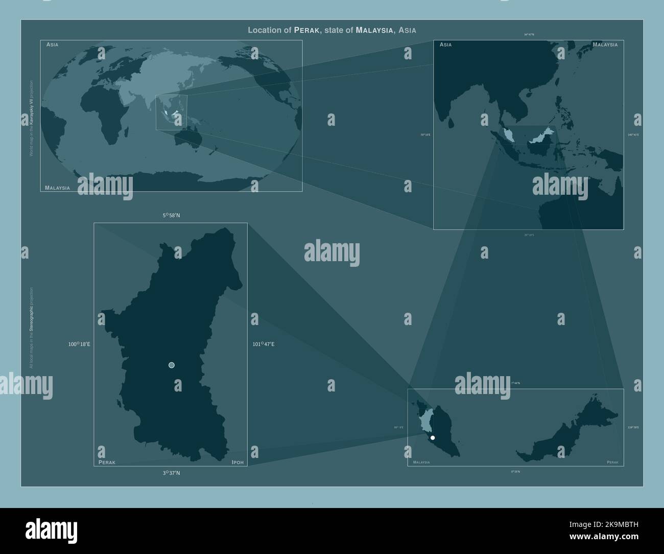 Perak, state of Malaysia. Diagram showing the location of the region on ...