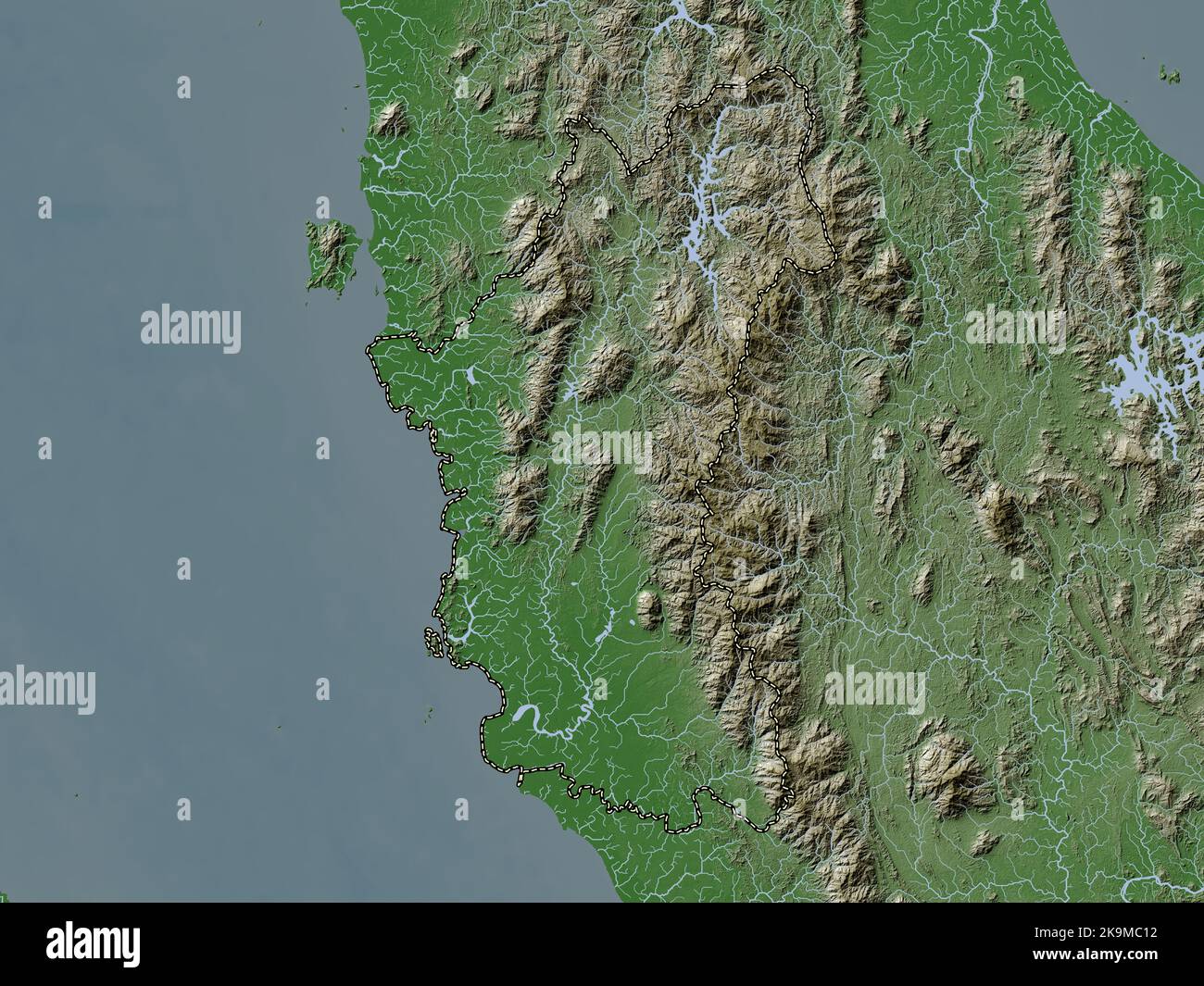 Perak, state of Malaysia. Elevation map colored in wiki style with ...