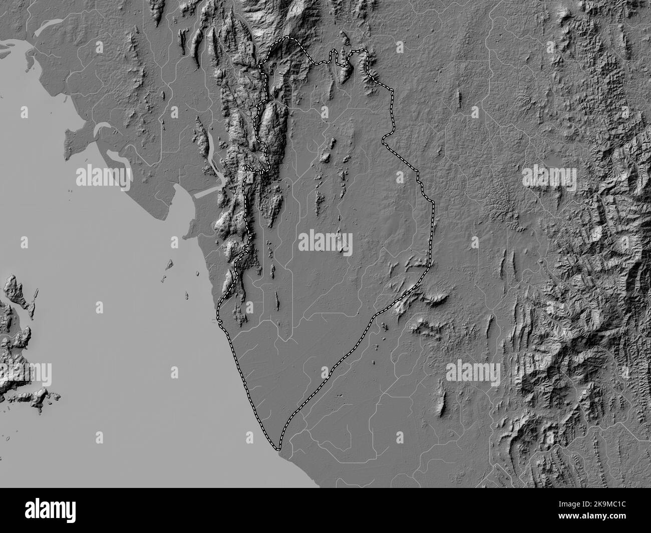 Perlis, state of Malaysia. Bilevel elevation map with lakes and rivers ...