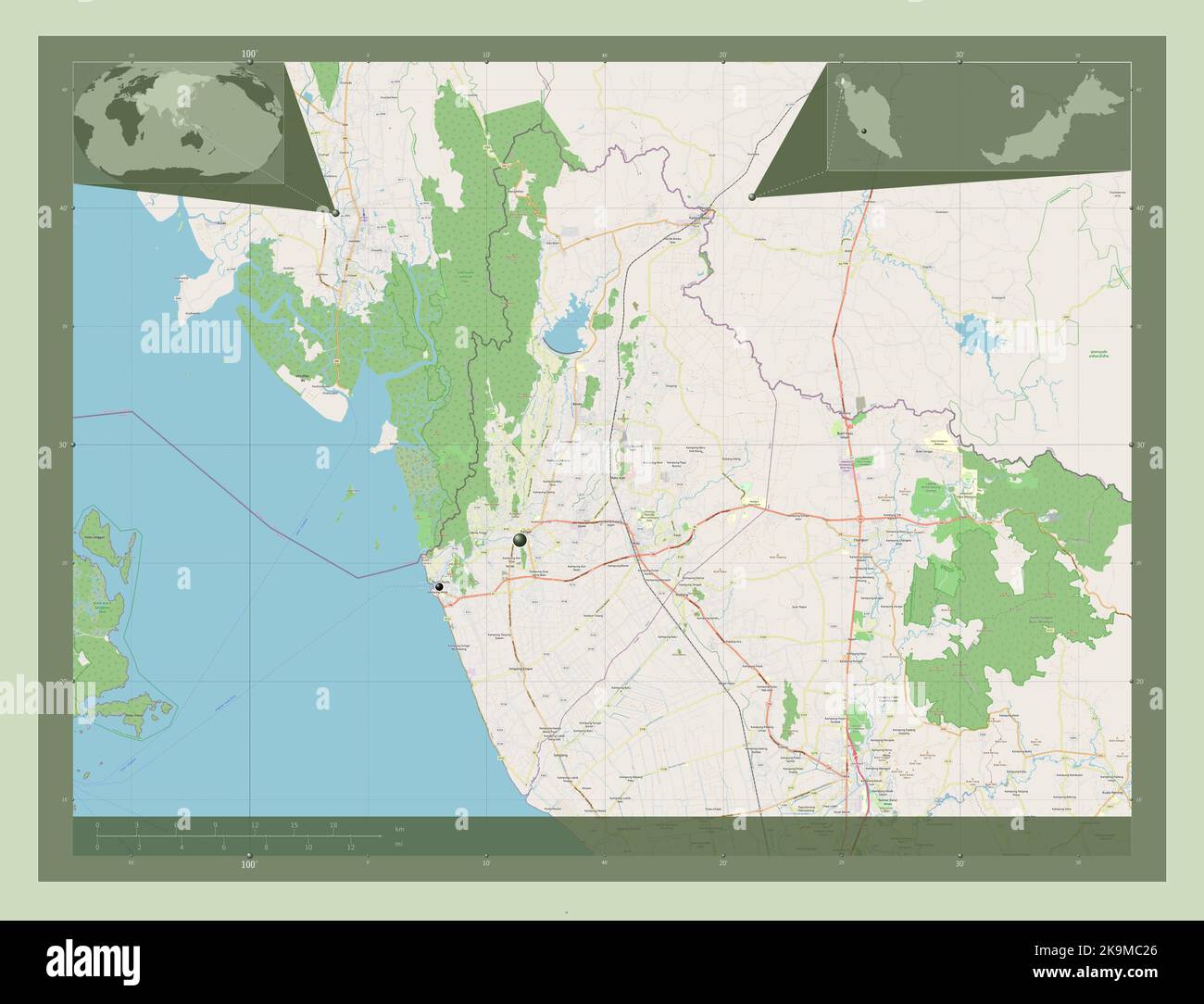Perlis, state of Malaysia. Open Street Map. Locations of major cities ...