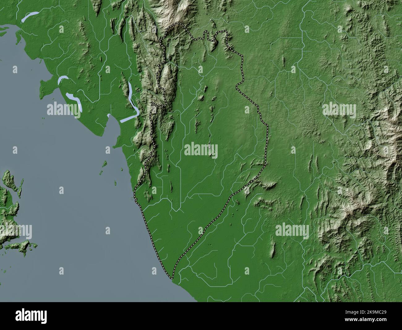 Perlis, state of Malaysia. Elevation map colored in wiki style with ...