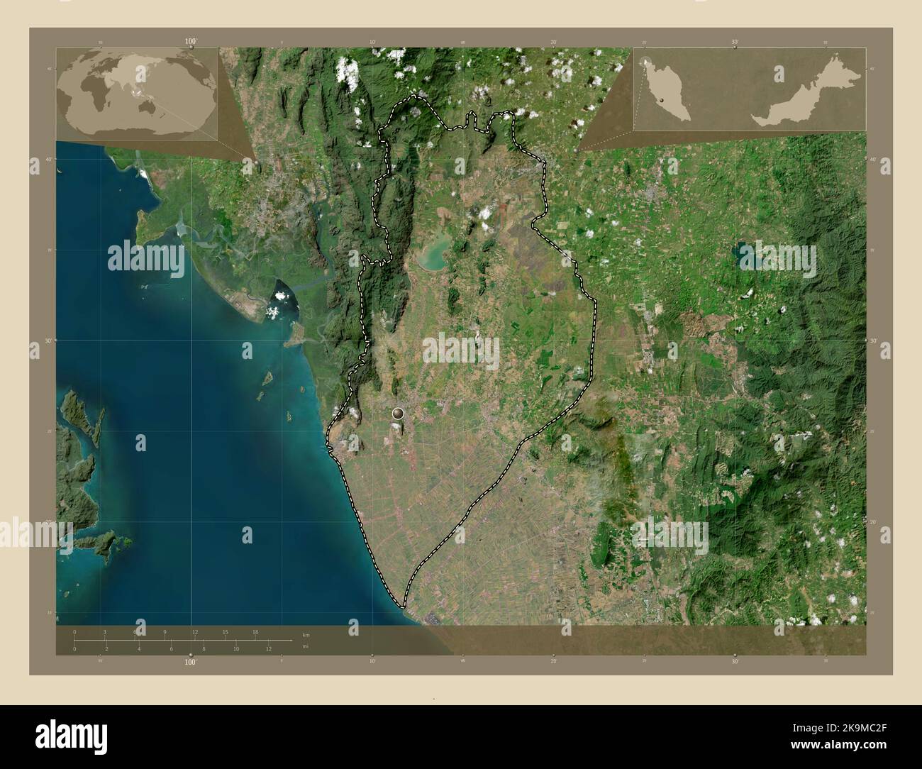 Perlis, state of Malaysia. High resolution satellite map. Corner ...