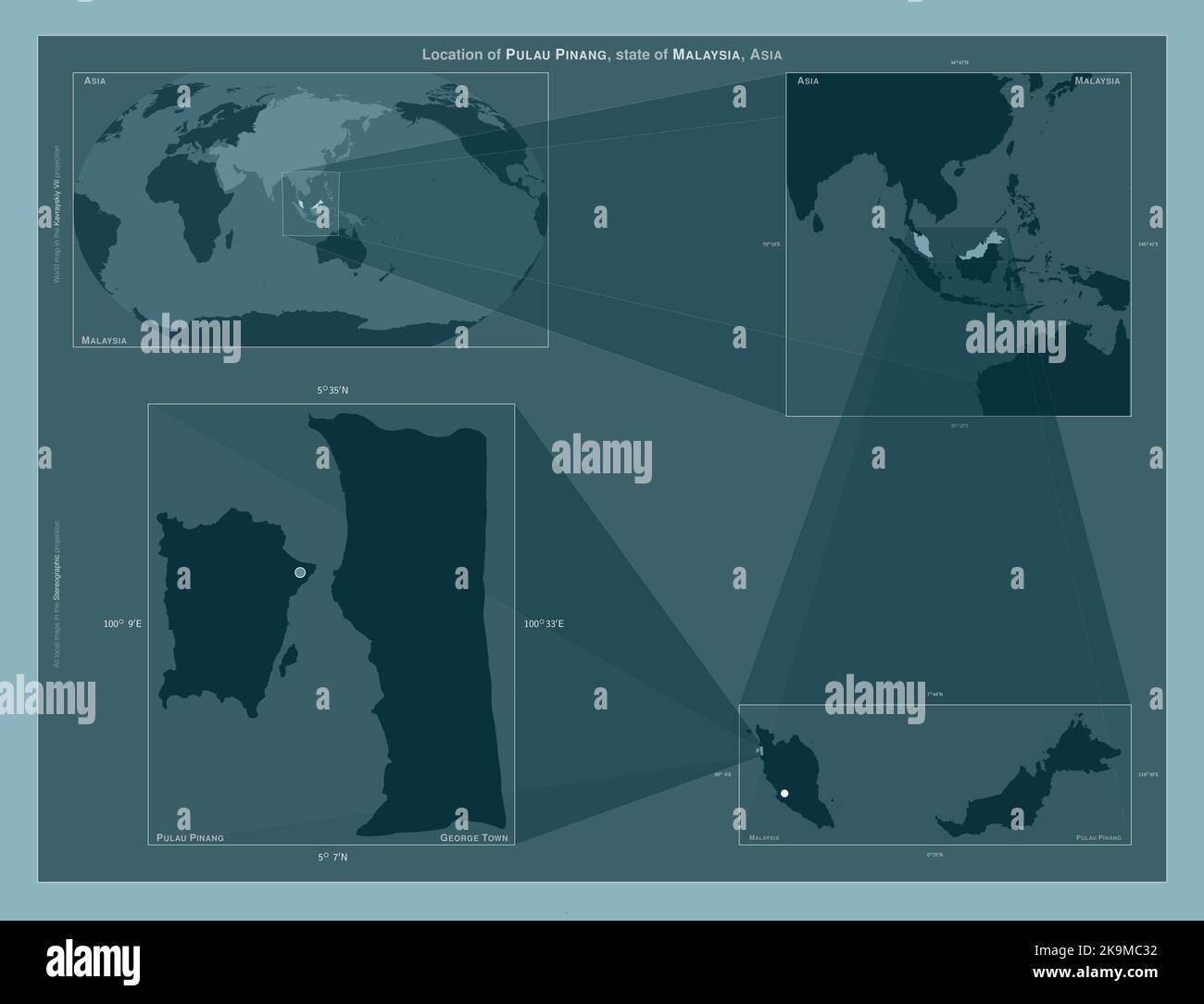 Pulau Pinang, state of Malaysia. Diagram showing the location of the ...