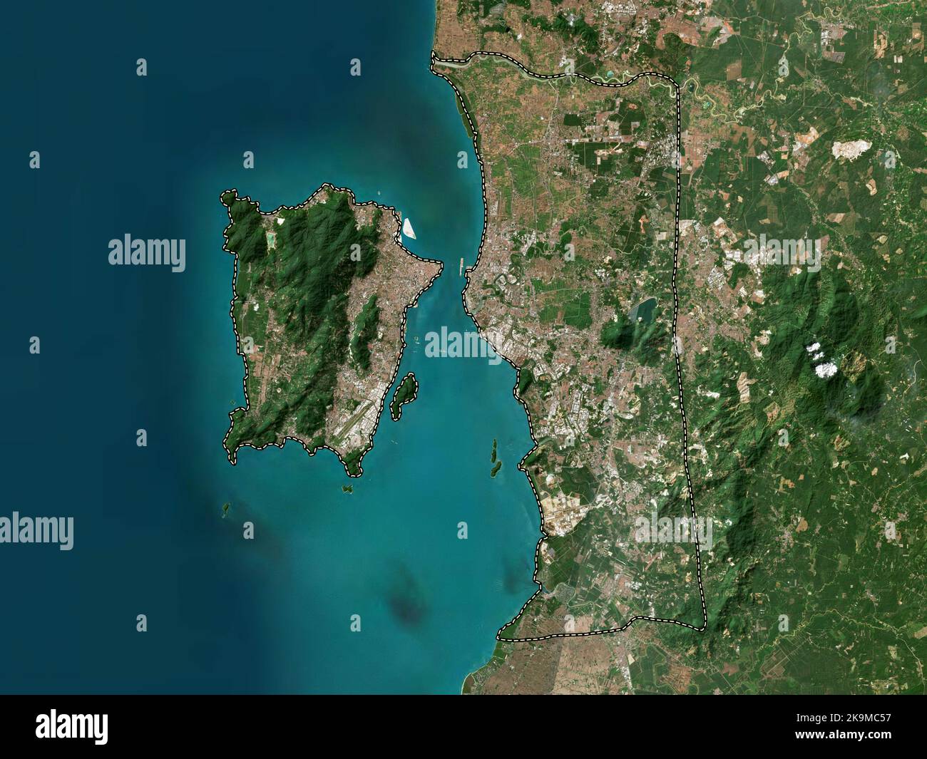 Pulau Pinang, state of Malaysia. Low resolution satellite map Stock ...
