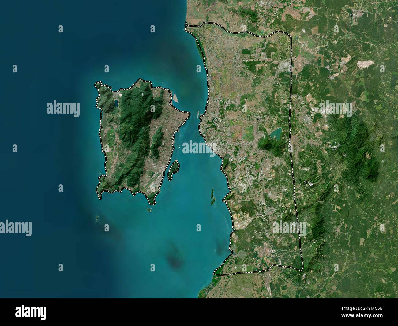 Pulau Pinang, state of Malaysia. High resolution satellite map Stock ...