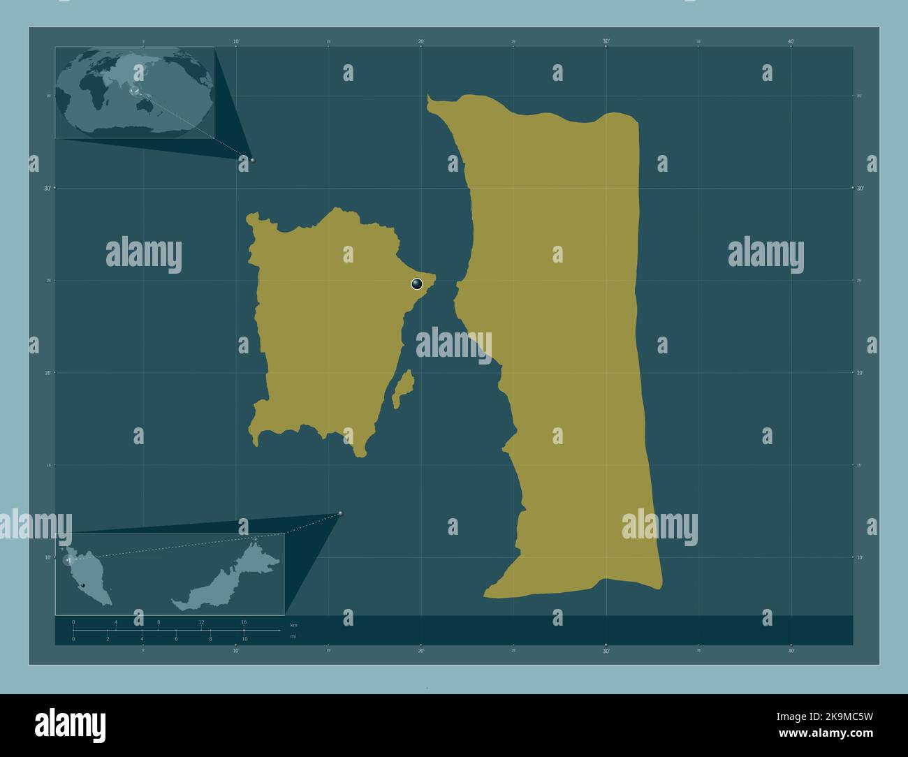 Pulau Pinang, state of Malaysia. Solid color shape. Corner auxiliary ...
