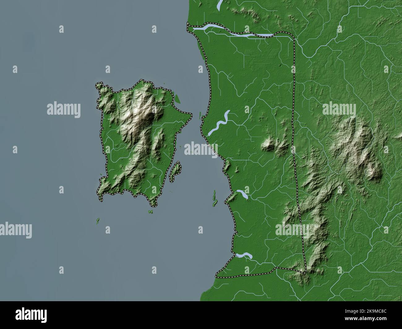 Pulau Pinang, state of Malaysia. Elevation map colored in wiki style ...