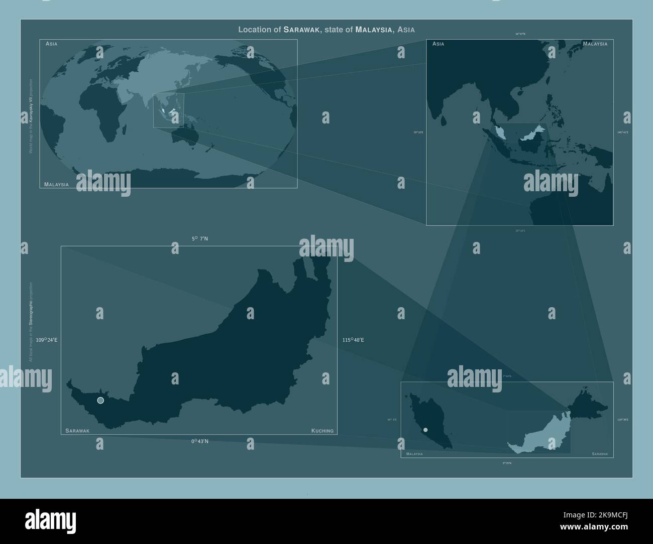 Sarawak, state of Malaysia. Diagram showing the location of the region ...