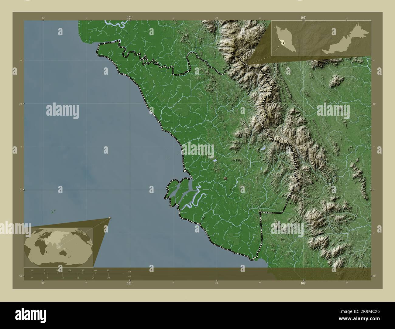 Selangor, state of Malaysia. Elevation map colored in wiki style with ...