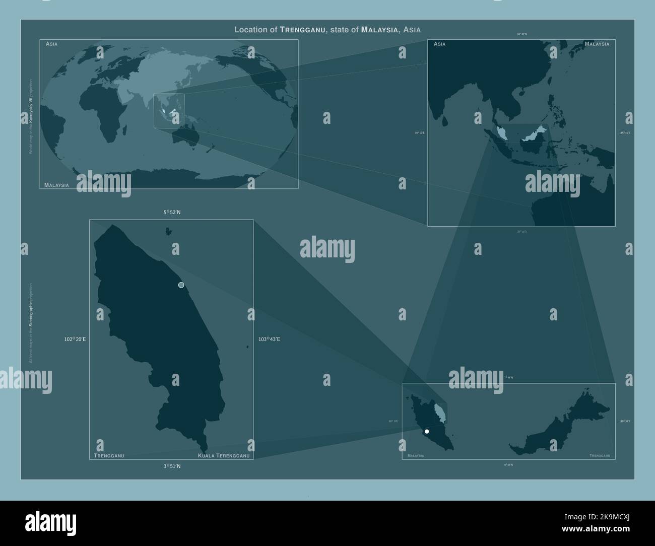 Trengganu, state of Malaysia. Diagram showing the location of the ...