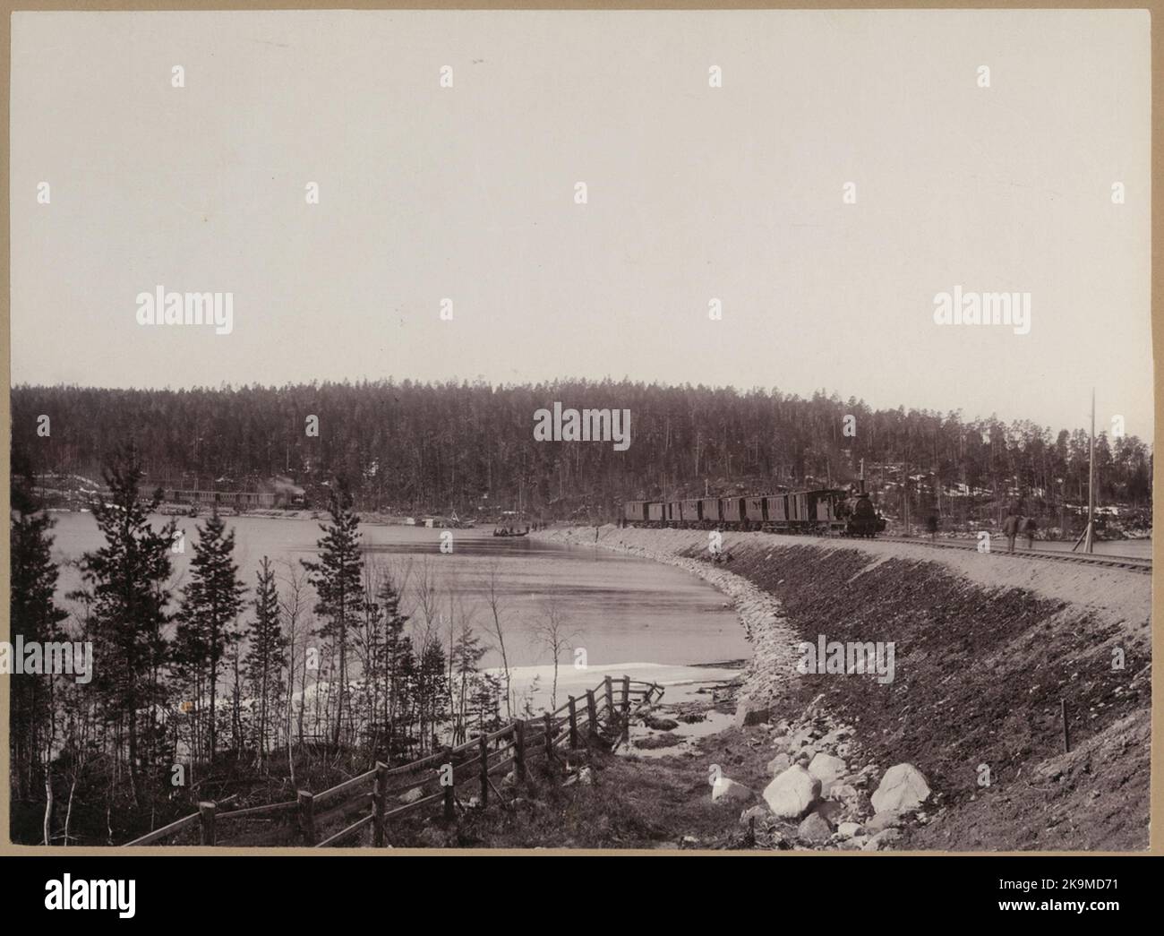 View on the railway line on the Pite River between Älvsbyn and Älvsby ...