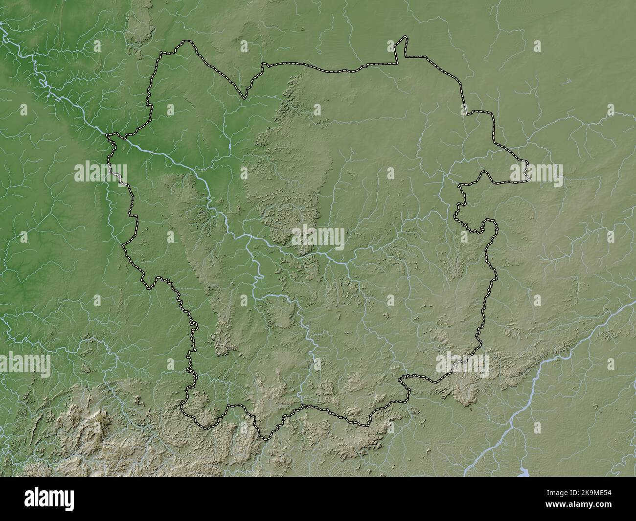 Kayes, region of Mali. Elevation map colored in wiki style with lakes ...