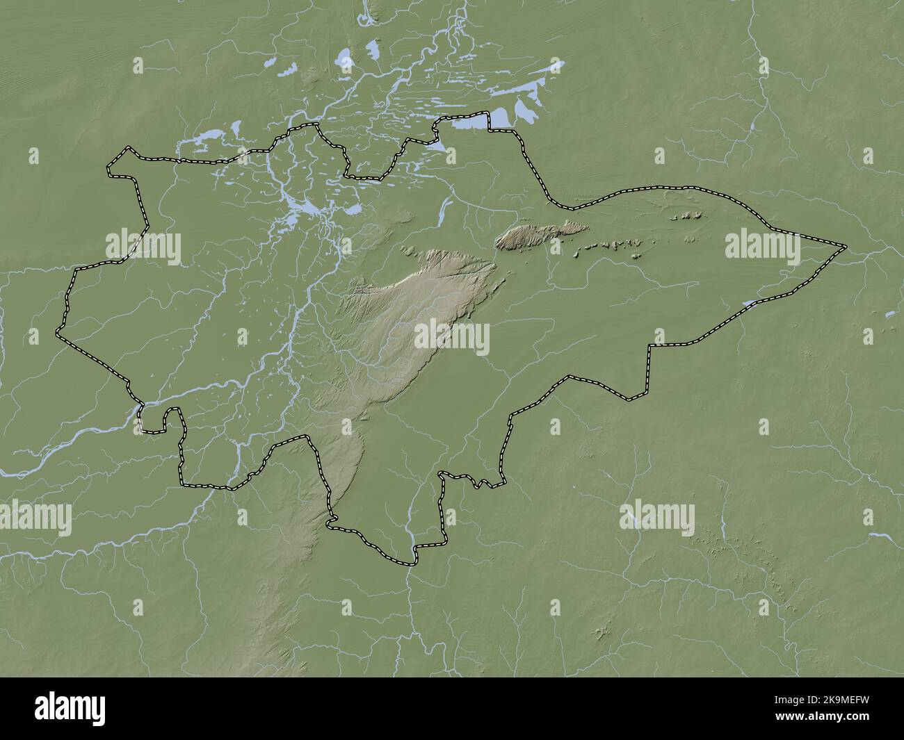 Mopti, region of Mali. Elevation map colored in wiki style with lakes ...