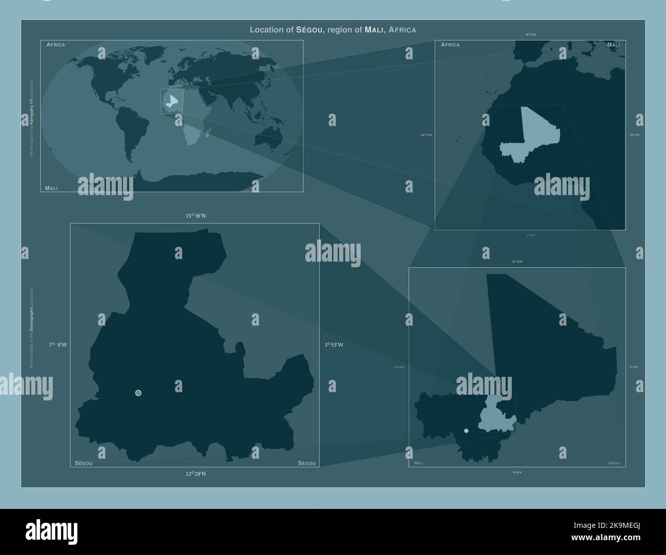 Segou, region of Mali. Diagram showing the location of the region on ...