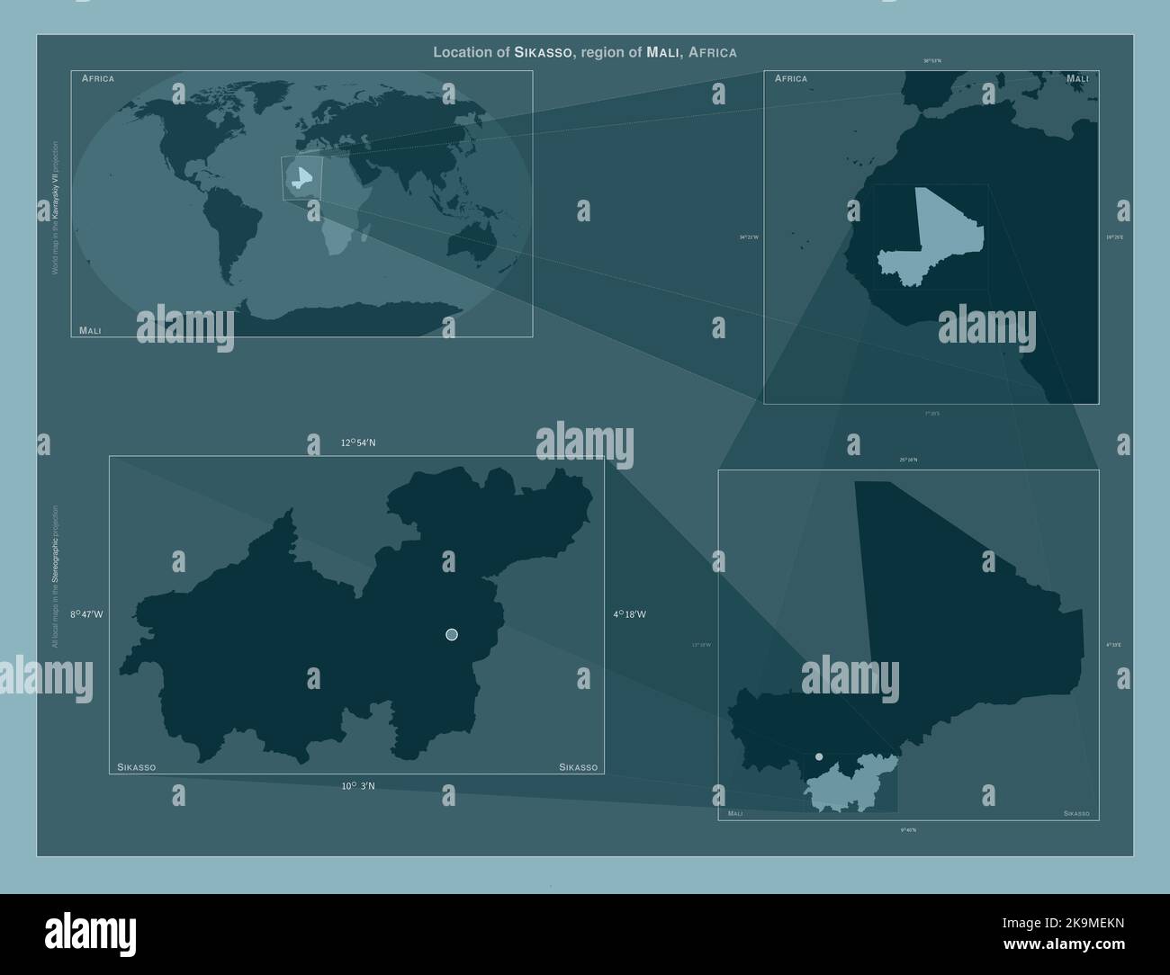 Sikasso, region of Mali. Diagram showing the location of the region on ...