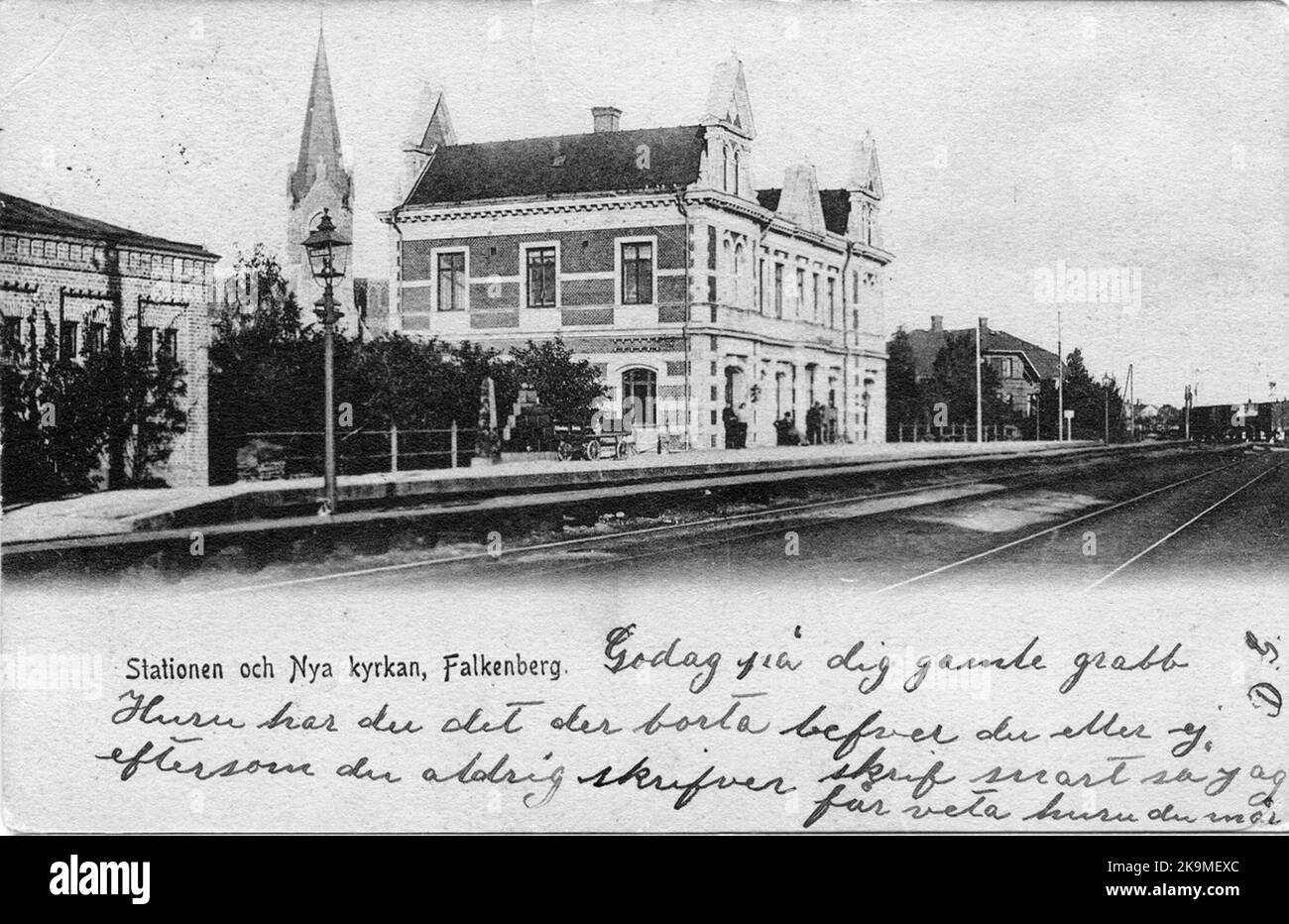 Railway station in Falkenberg.Trafikplatsen open for rail traffic in ...